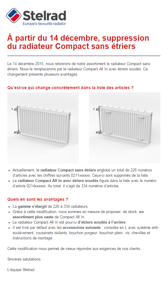 Suppression Compact sans étriers - Stelrad | De referentie in radiatoren